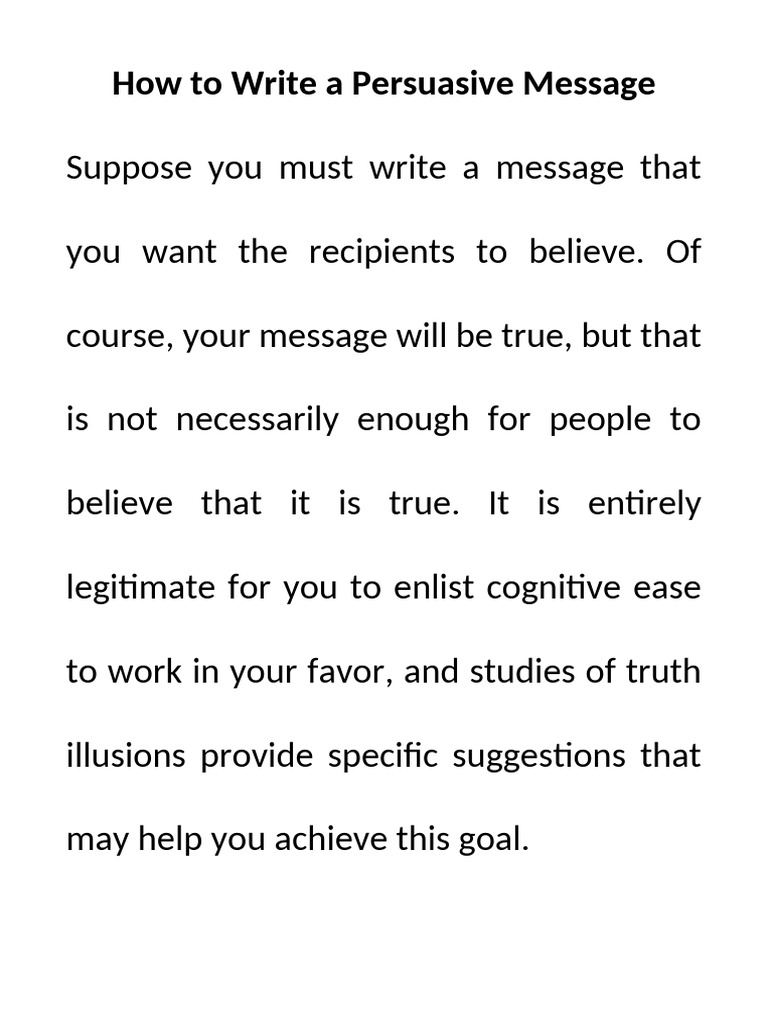 19 How To Write A Persuasive Message | PDF | Persuasion | Truth