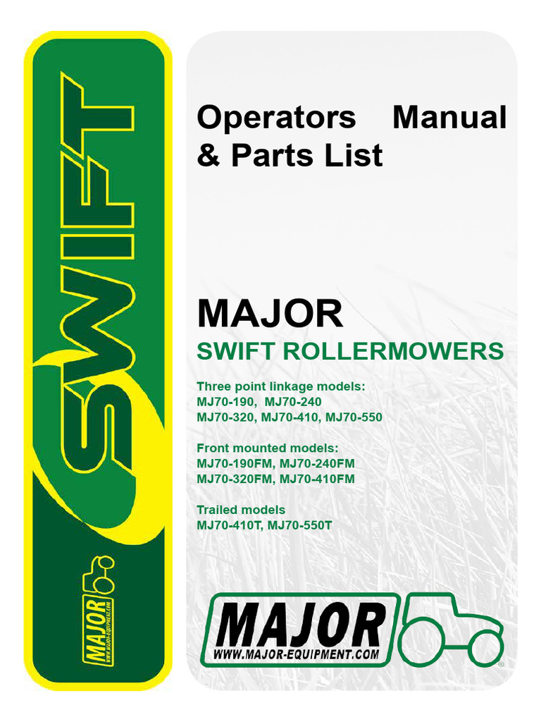 MAJOR From 2016 Swift Roller Mowers | PDF | Tractor | Mower