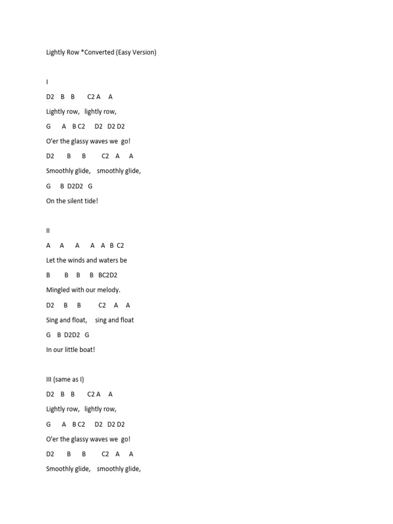 Lightly Row (Flute Notes) | PDF