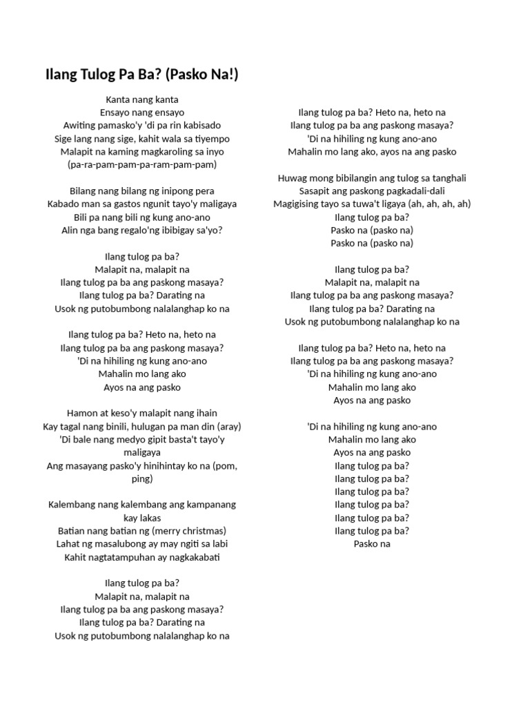 Ilang Tulog Pa Ba | PDF