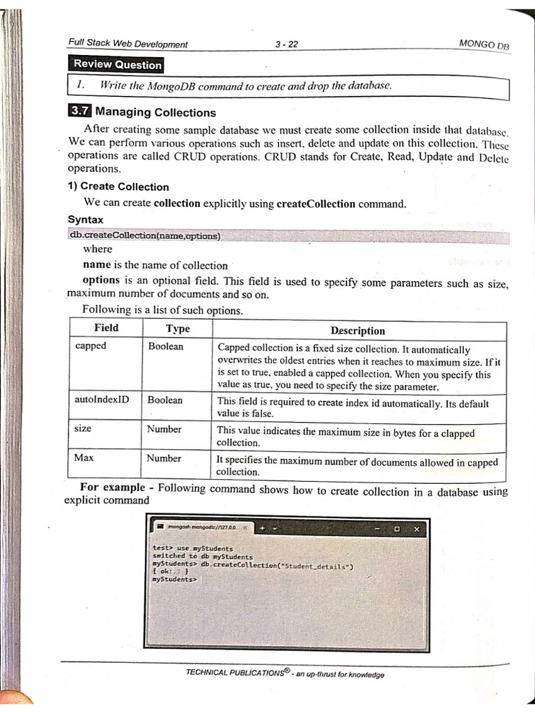 Explain in Detail About Various Operation in MongoDB Collection | PDF