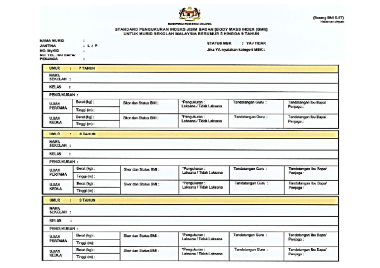 Borang Bmi 5-9 A | PDF