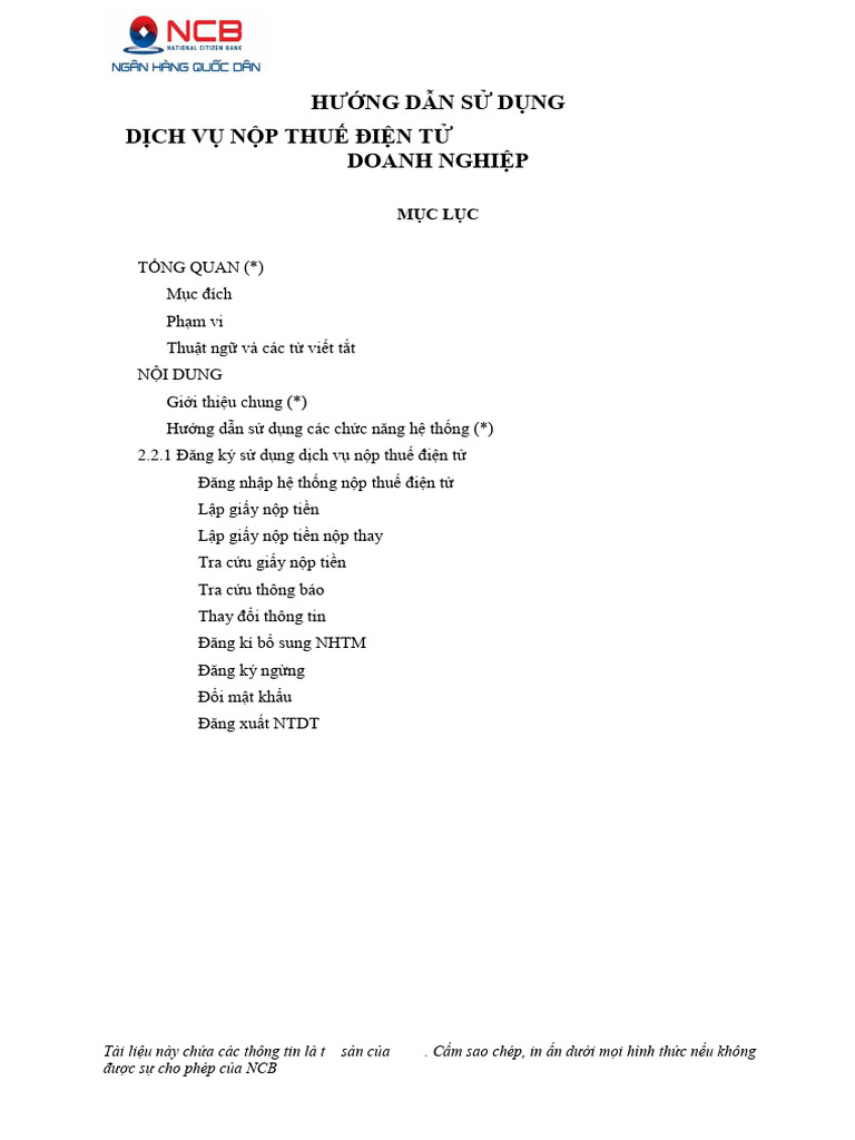 HDSD - KHDN - Nop Thue Dien Tu - NCB | PDF