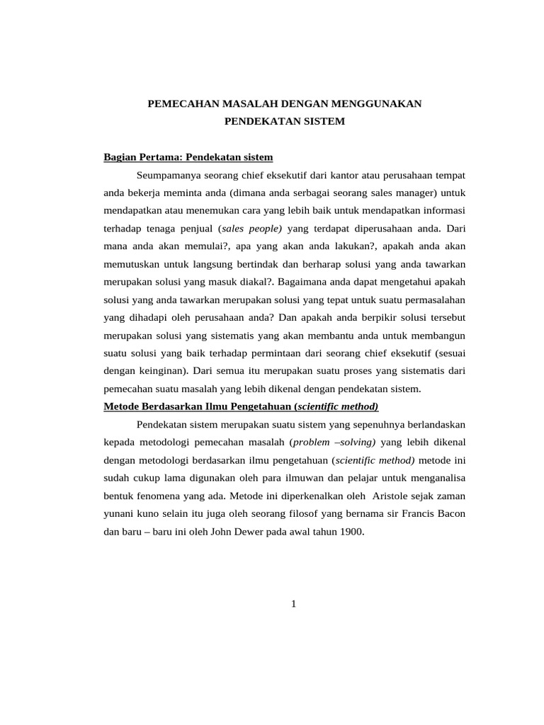 PROBLEM SOLVING PENDEKATAN SISTEM 1 | PDF