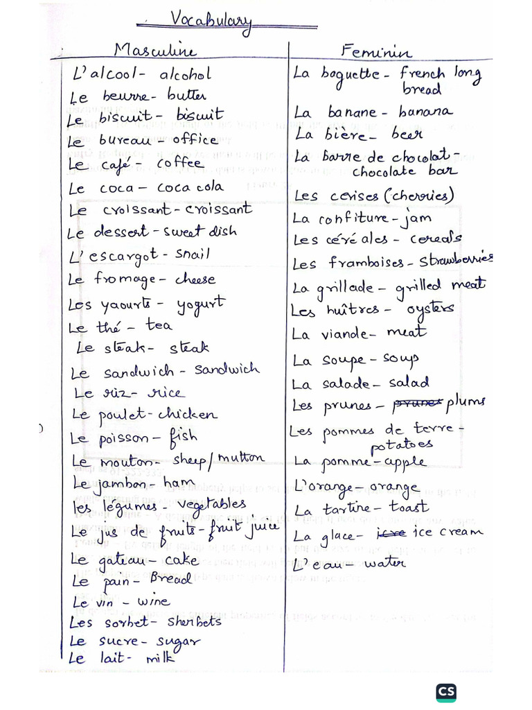 French --Vocabulary | PDF