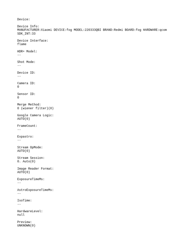 Xiaomi Camera Tech Specs | PDF