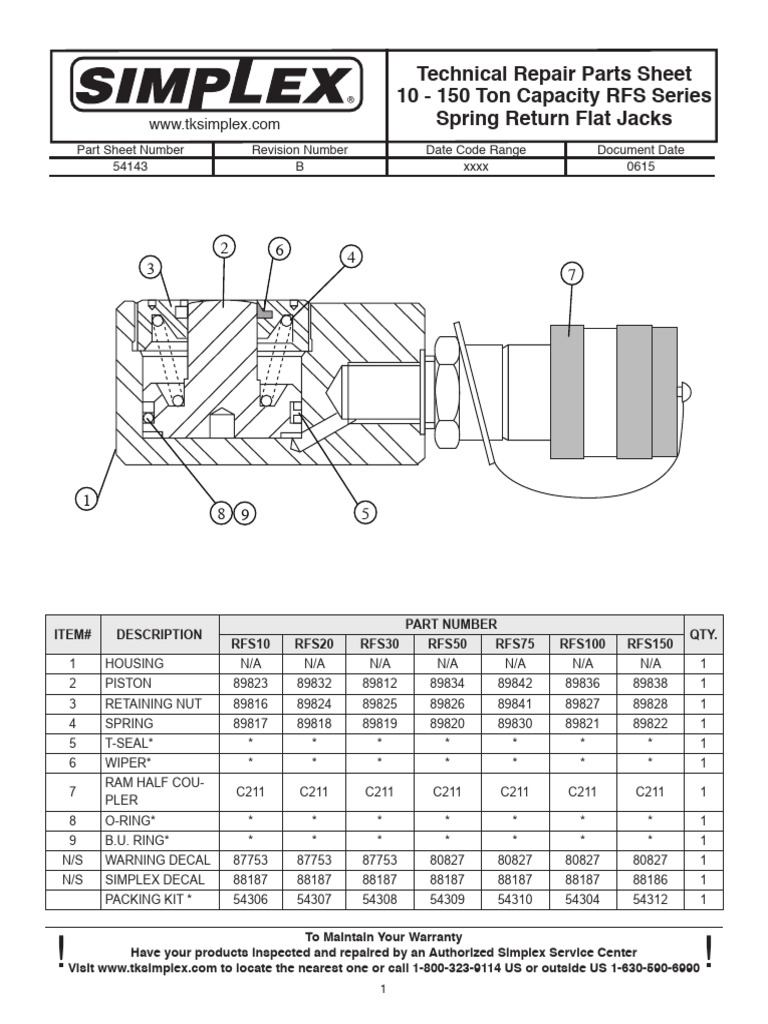 Simplex rfs10 Parts List | PDF