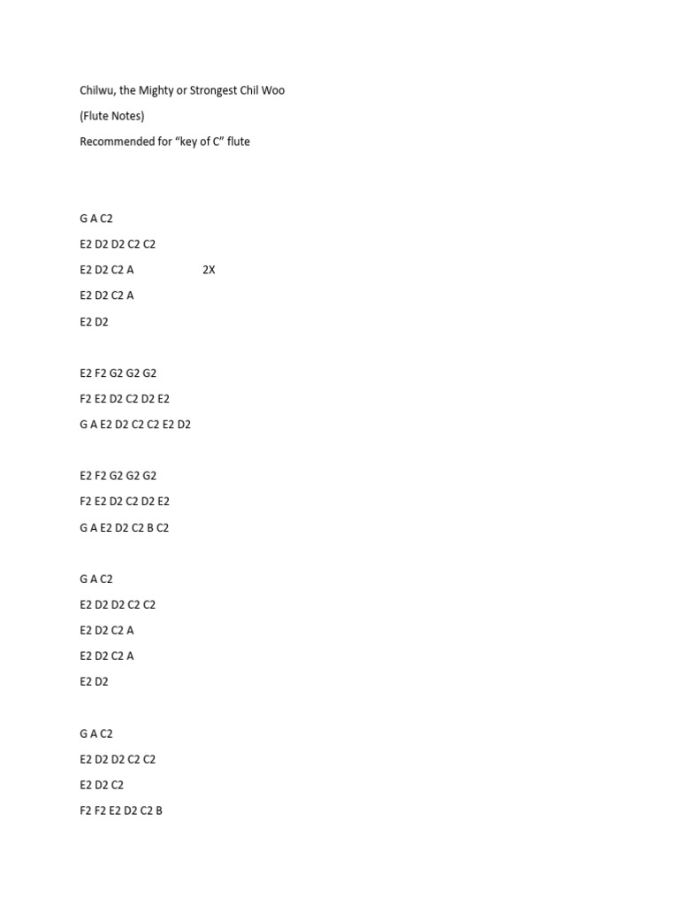 Chilwu (Flute Notes) | PDF