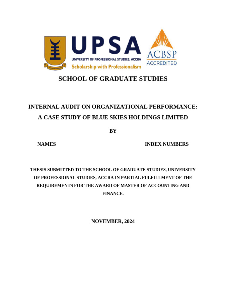 Internal Audit Impact on Blue Skies Performance | PDF | Internal Audit ...
