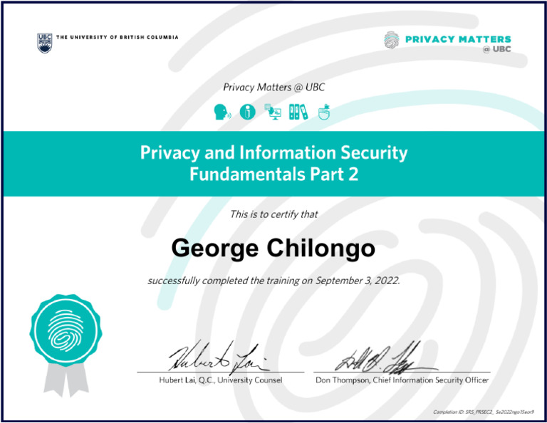Privacy Information Security Fundamentals Part 2 George Chilongo | PDF