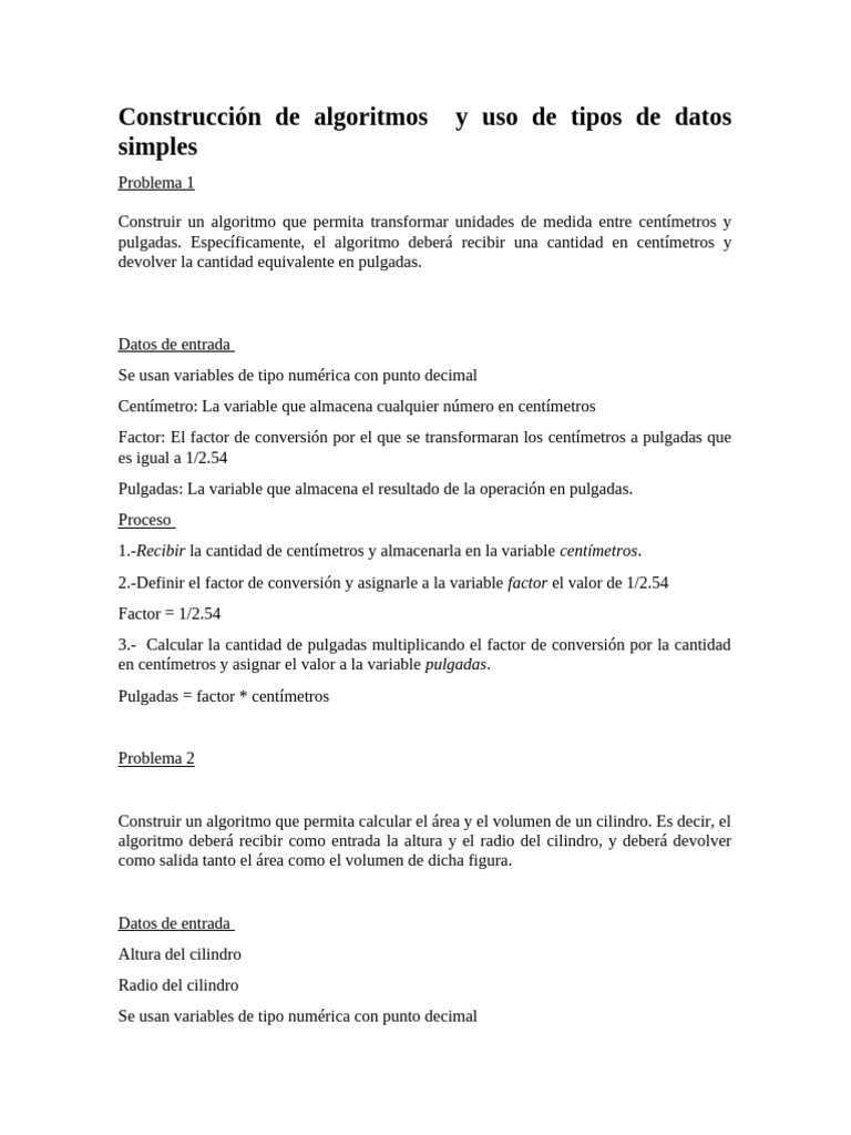 Construcción de Algoritmos y Uso de Tipos de Datos Simples | PDF | Pi ...