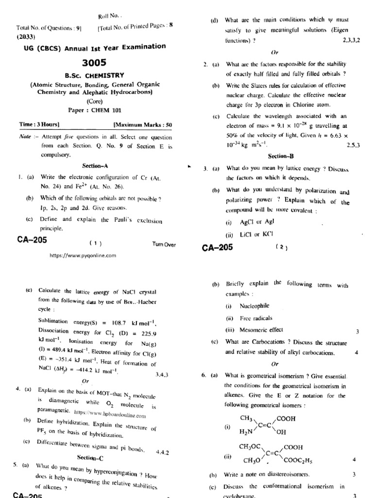 Hpu Bsc 1 Year Chemistry Atomic Structure Bonding General Organic 3005 ... Hpu Bsc 1 Year Chemistry Atomic Structure Bonding General Organic 3005 ...
