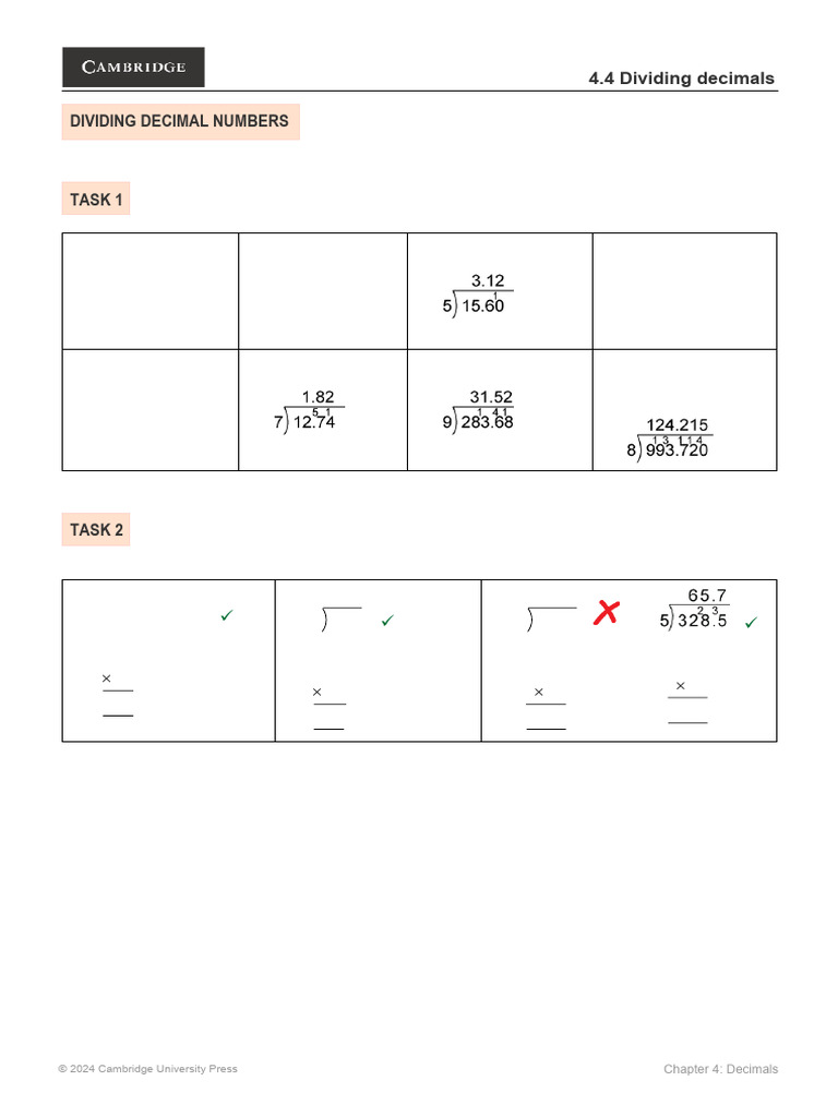 4.4 - Dividing Decimal Numbers SOLUTIONS | PDF