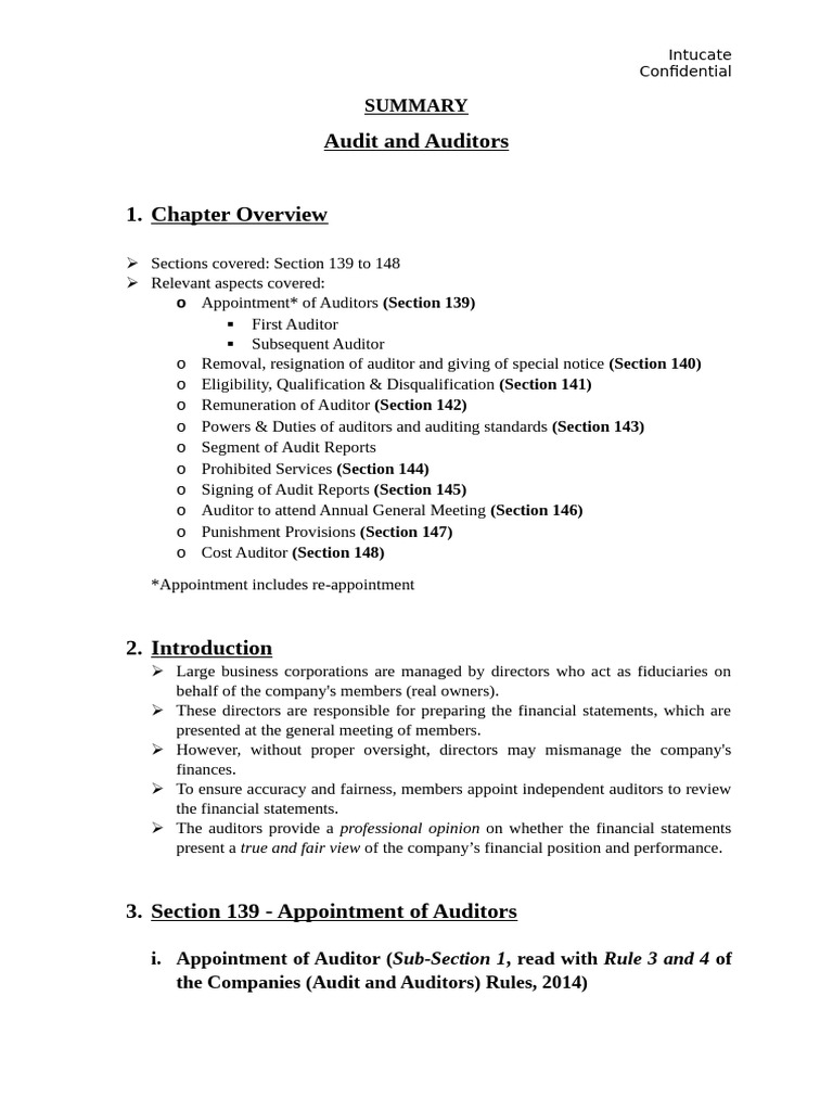 Summary - Audit and Auditors | PDF | Audit | Financial Audit
