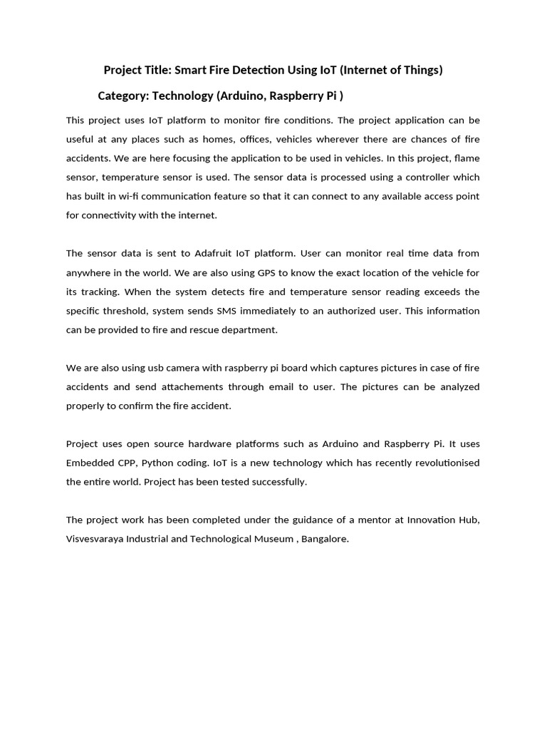 Smart Fire Detection Using IoT | PDF