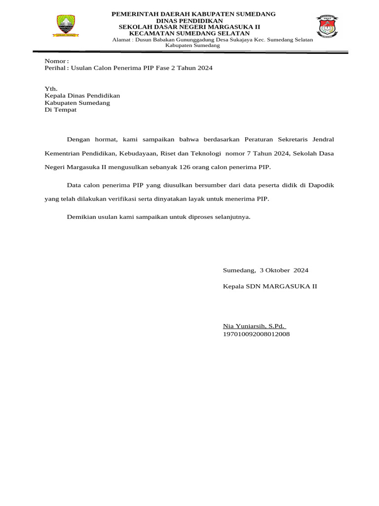 Format Usulan PIP | PDF