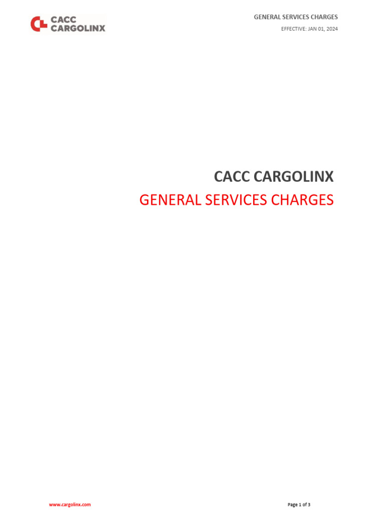 CACC Cargolinx General Services Charges | PDF | Cargo | Transport