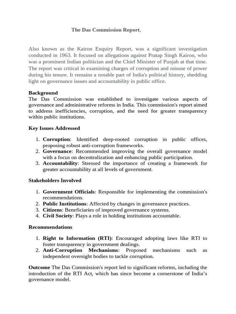 Das Commission Report | PDF