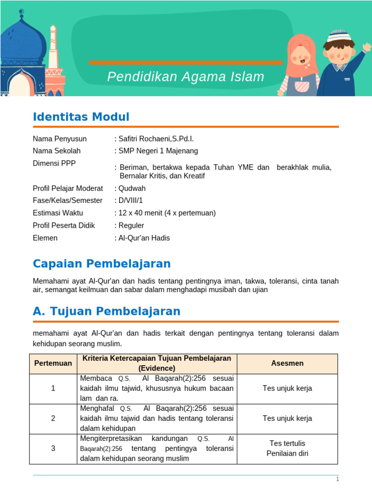 8.1. MA Al-Quran Kls VIII Sem 1 | PDF