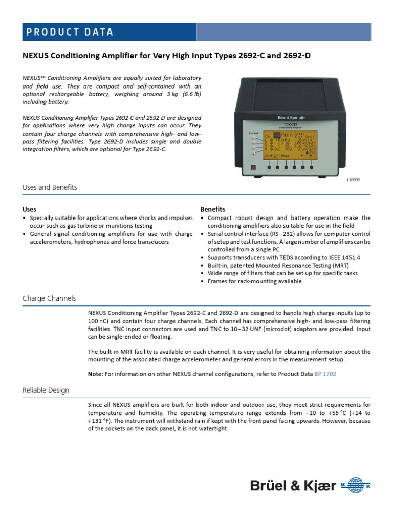 Datasheet - Nexus Conditioning Amplifier For Very High Input Types 2692 ...