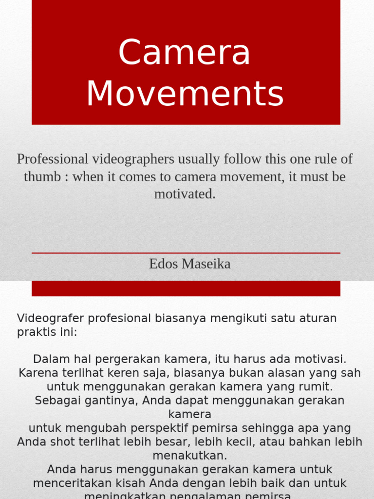 edos - basic camera movements -dinporabudpar | PDF | Zoom Lens | Camera ...