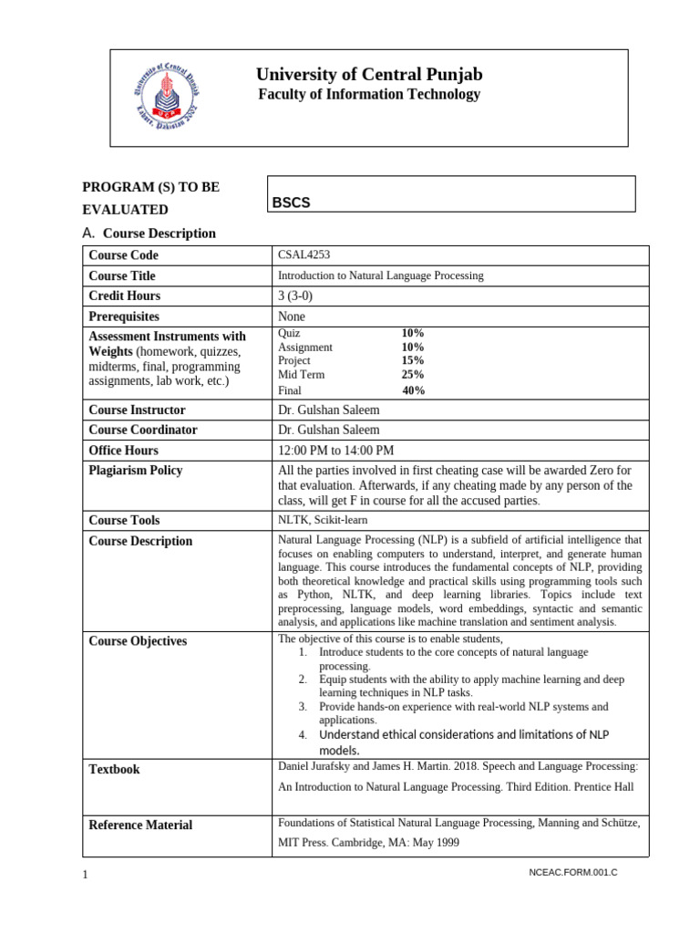 intro to NLP Course Outline (Fall-2024) | PDF | Computer Programming ... intro to NLP Course Outline (Fall-2024) | PDF | Computer Programming ...