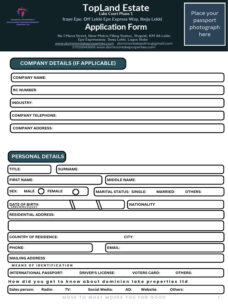 Dominion Lake Property Development Form | PDF | Subscription Business ...