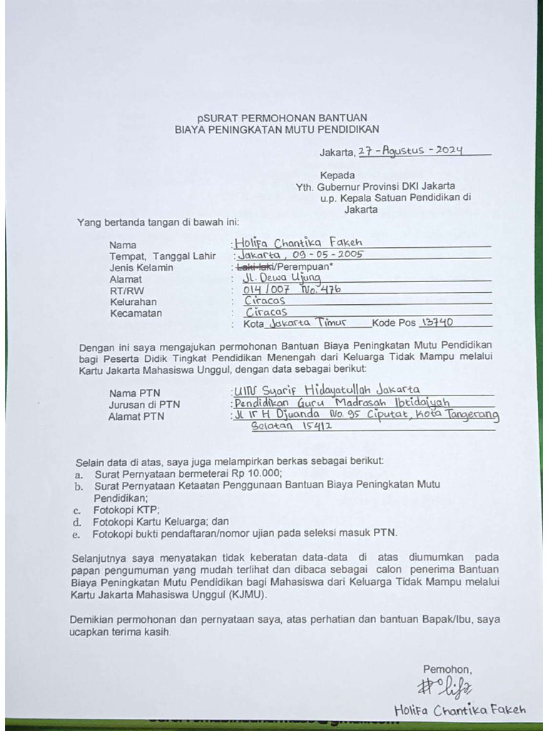 Surat Permohonan Bansos | PDF