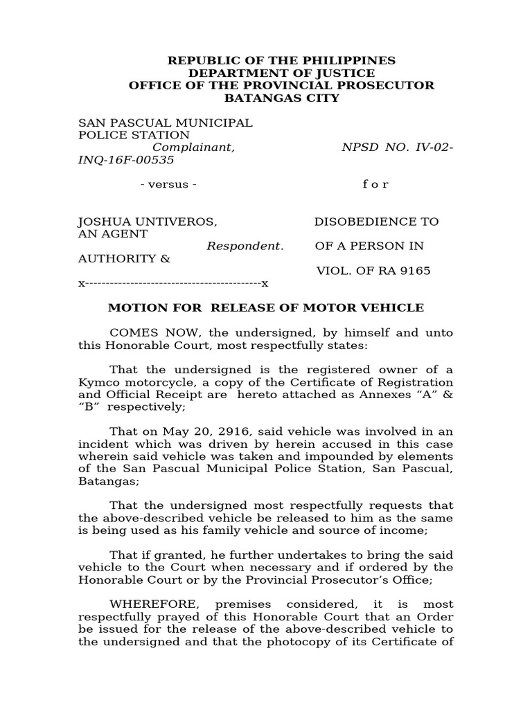 Affidavit of Undertaking - Vehicle | PDF | Public Law | Justice