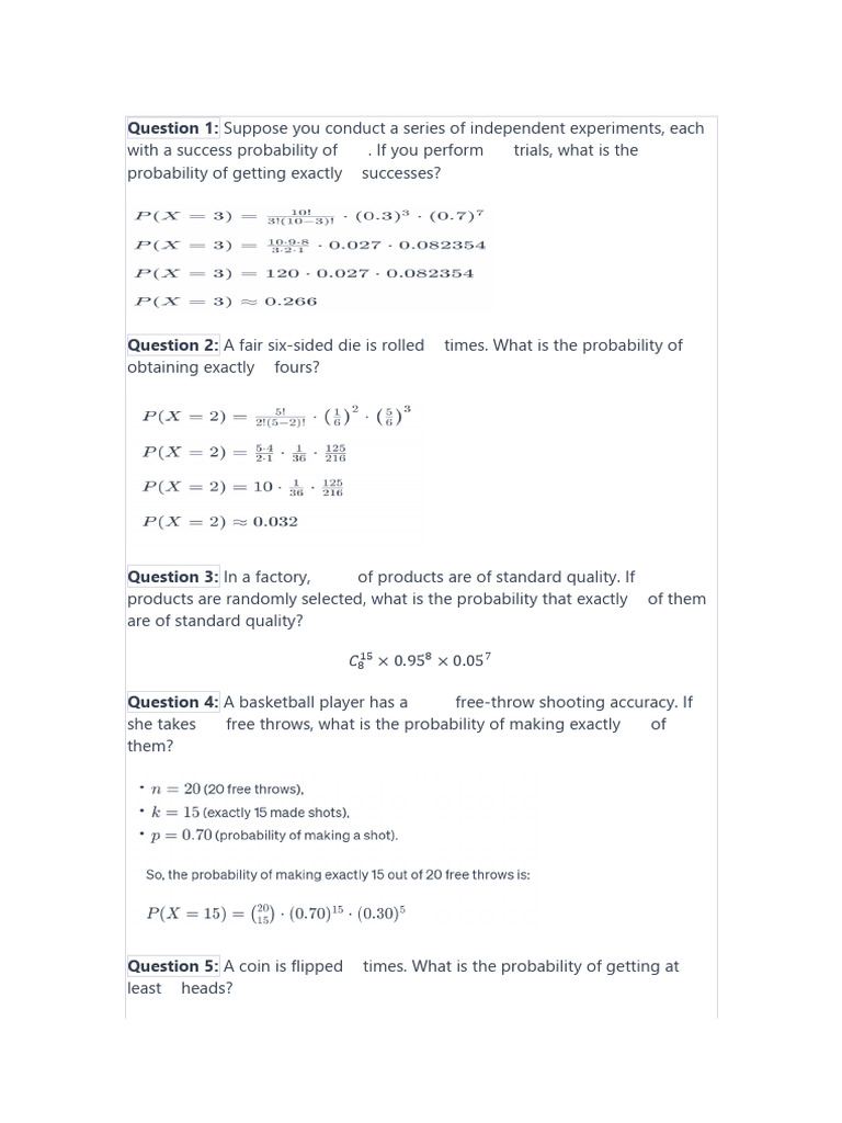 probability بنك اسئلة | PDF | Expected Value | Probability Distribution