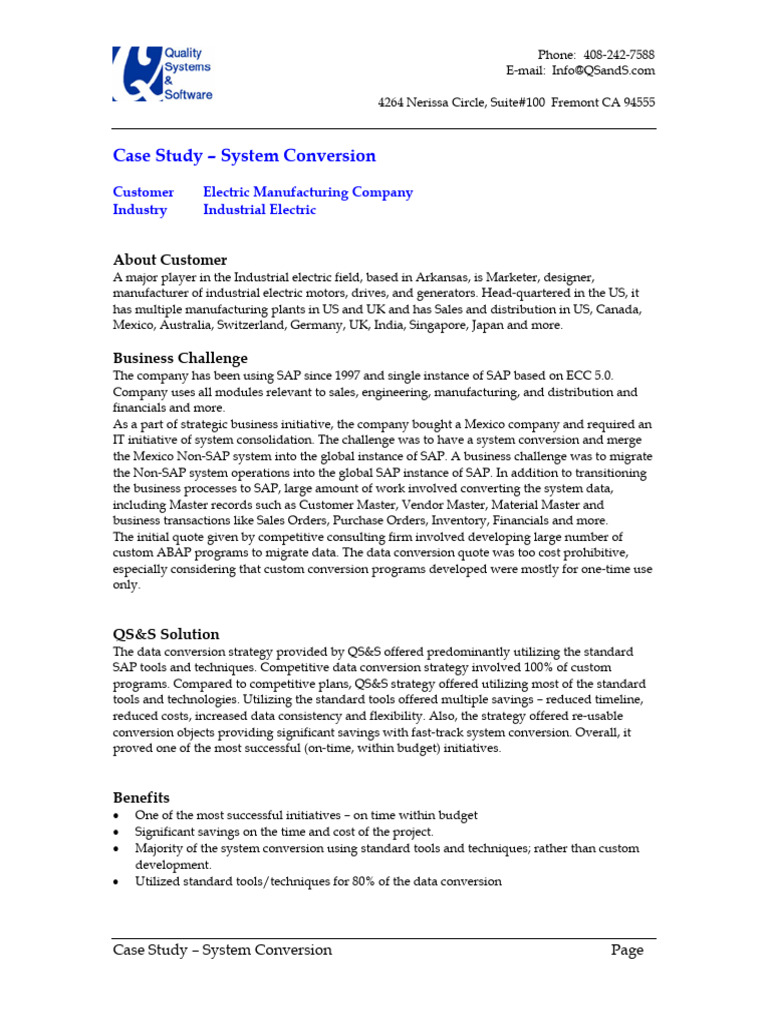 System Conversion Case Study: QS&S Success | PDF | Information ...