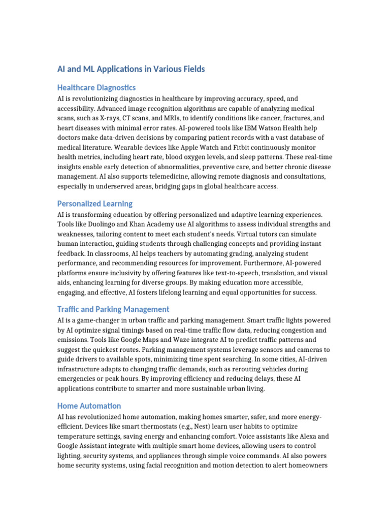 AI ML Applications Expanded | PDF | Artificial Intelligence | Intelligence (AI) & Semantics