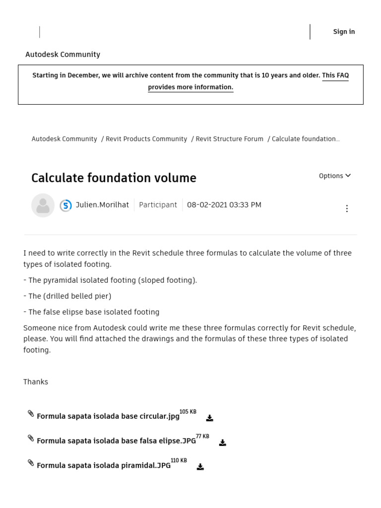 Solved - Calculate Foundation Volume - Autodesk Community | PDF | Autodesk Revit