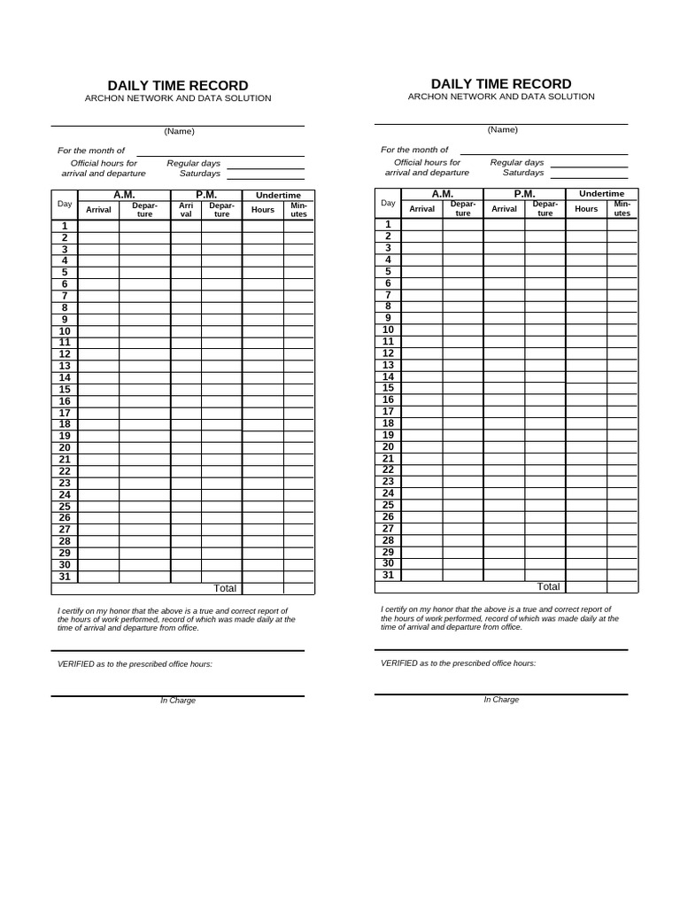 Daily Time Record (DTR) | PDF