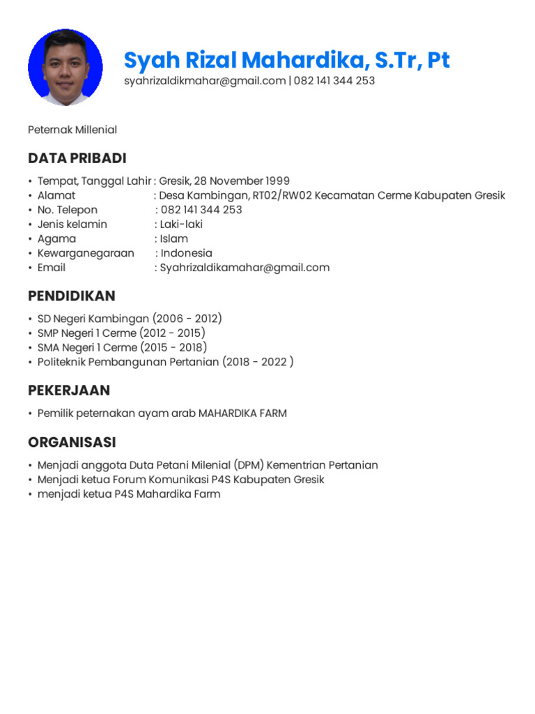 Syah Rizal Mahardika, S.TR, PT - Resume | PDF