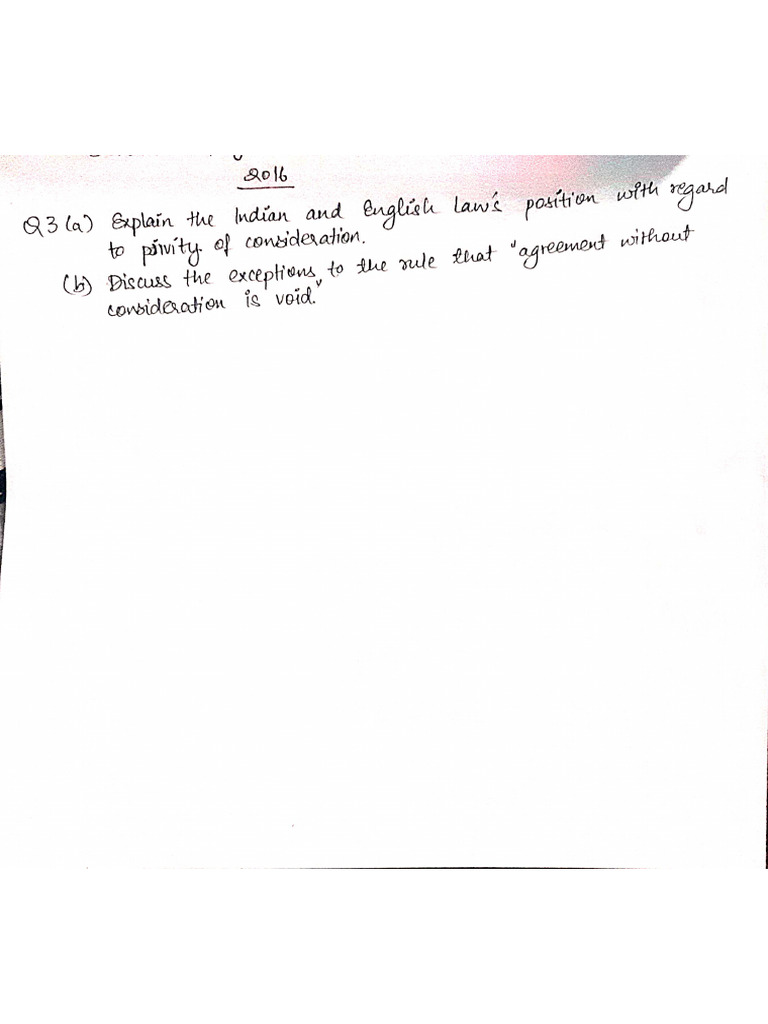 (A) Ind.and eng. Position to privity of consideration. (B). Exception ...
