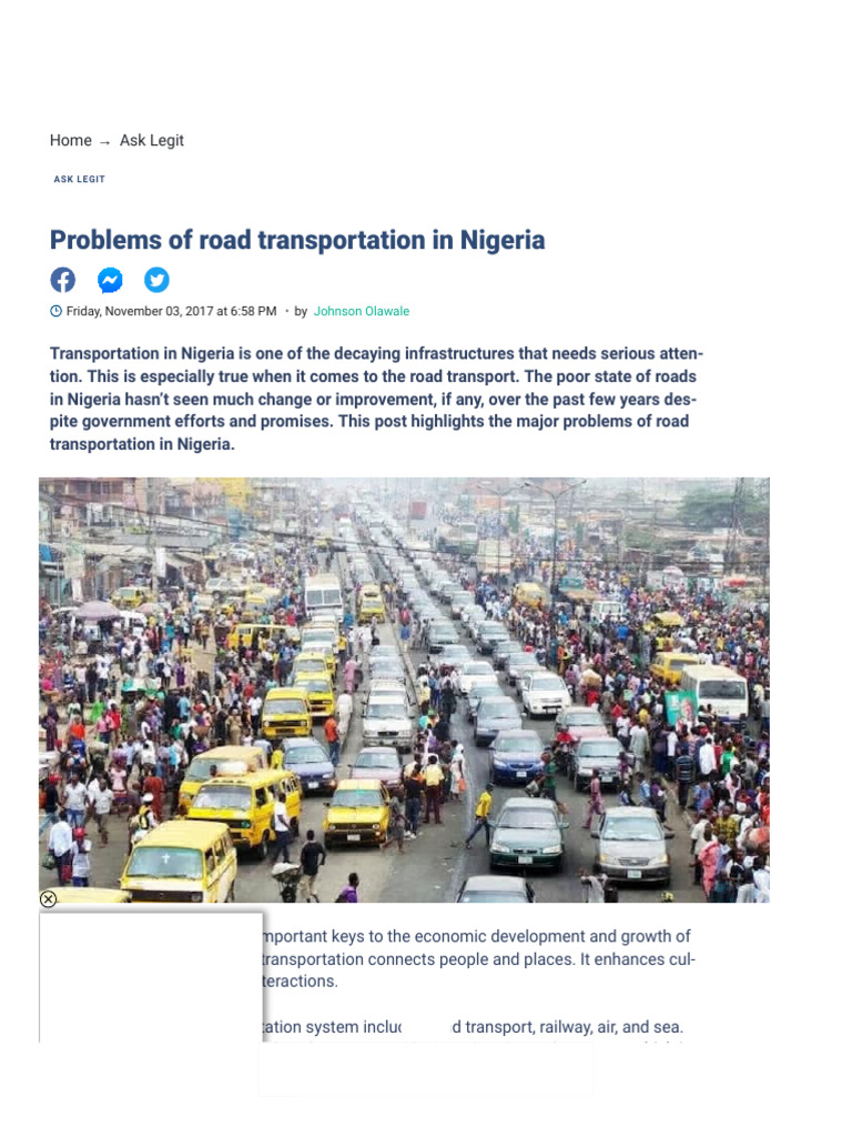 Key Issues in Nigeria's Road Transport | PDF | Road | Road Surface