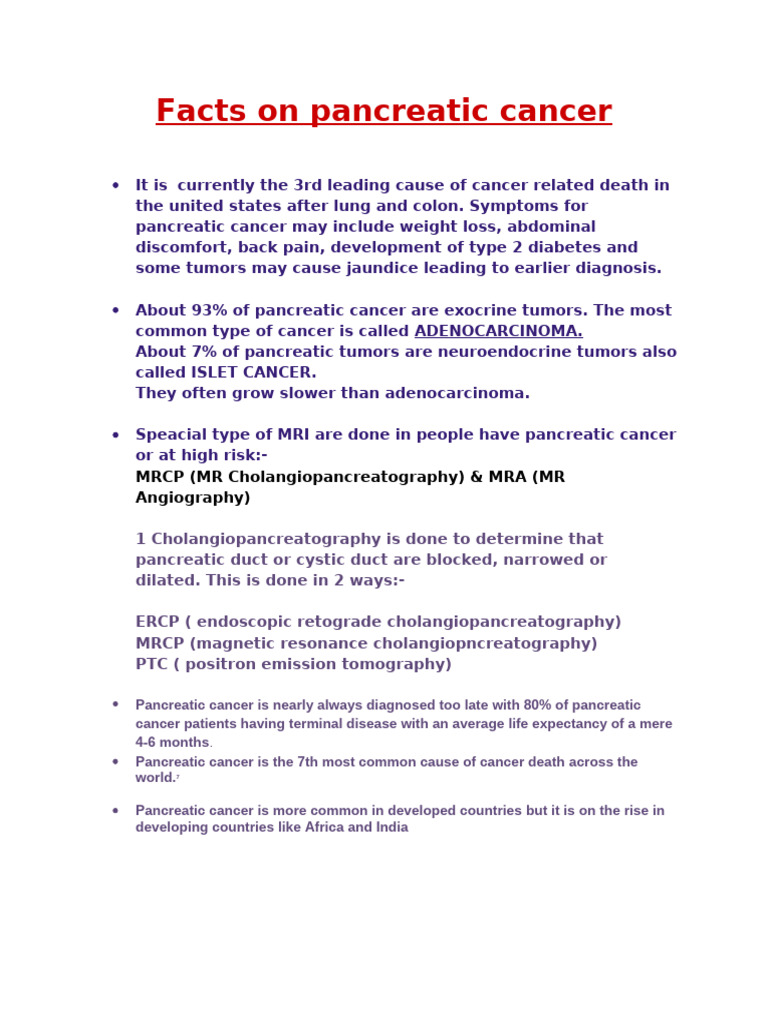 Fact (Pancreatic Caner) - 1 | PDF