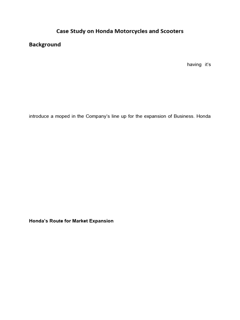 Case Study of Honda Two Wheelers Entry in India | PDF | Honda | Motorcycle