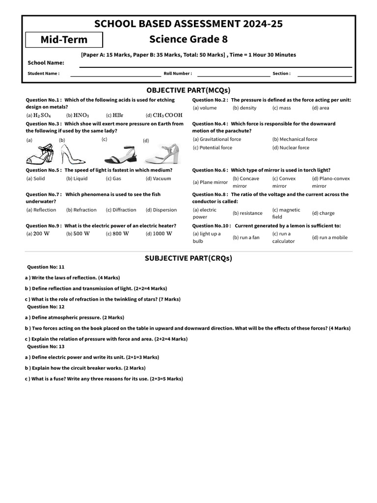 8th Class Science Eng Version | PDF | Force | Light