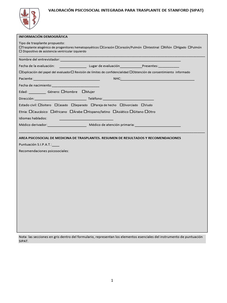 The Spanish Version of SIPAT Long Form Translation | PDF | Trastorno ...