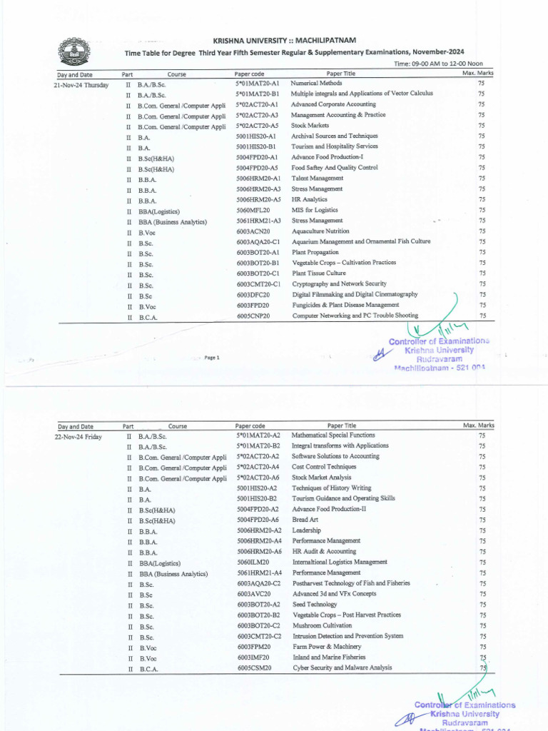 UG-V-Semester-Regular-Supplementary-Examinations-November-2024-Time-Table | PDF