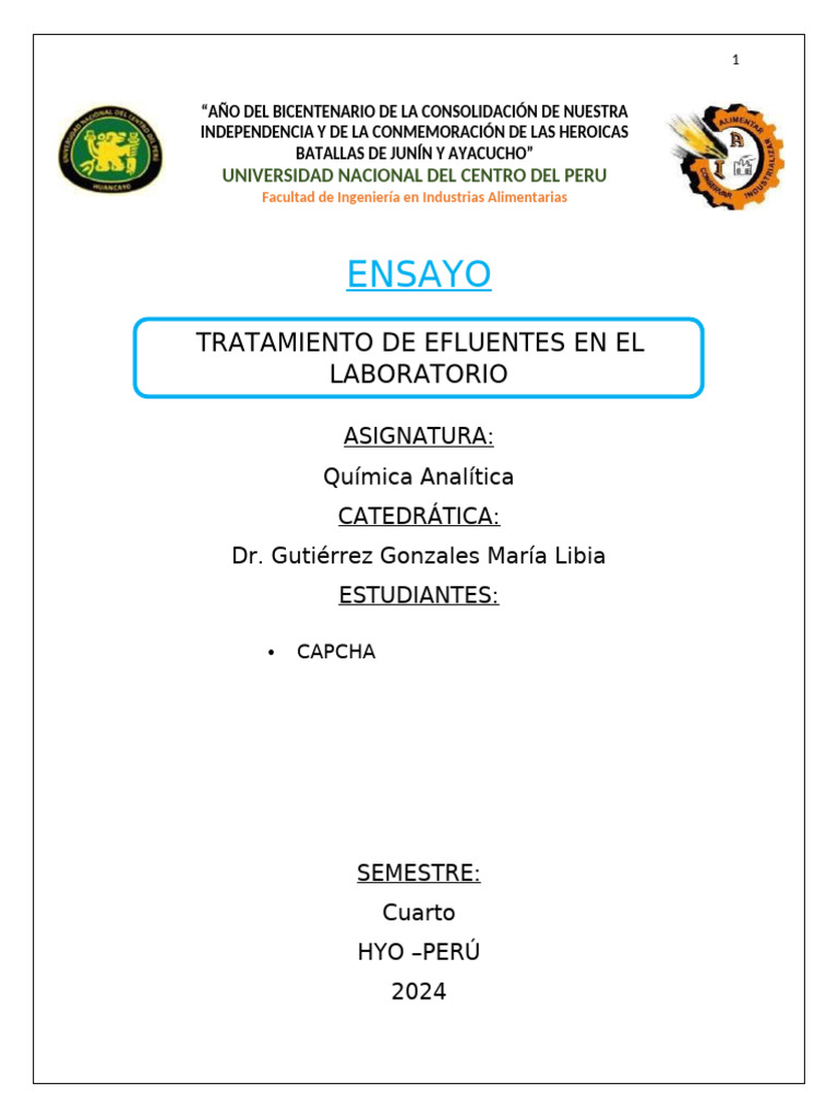 Inf de Inv. Q.A. 2 | PDF | Agua | Residuos