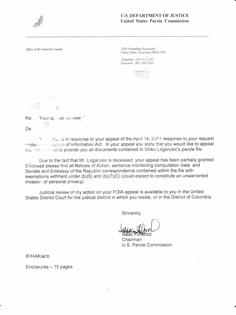 Logarusic Parole Board File | PDF | Freedom Of Information Act (United ...
