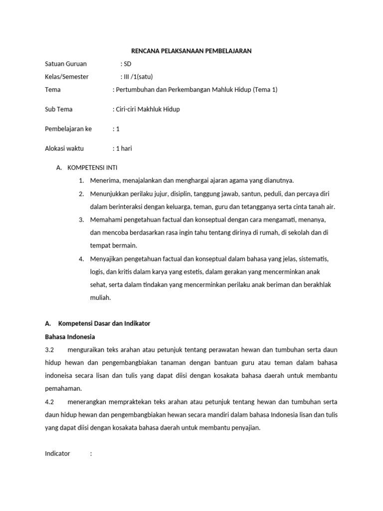 CONTOH RPP KELAS 3 Fix | PDF