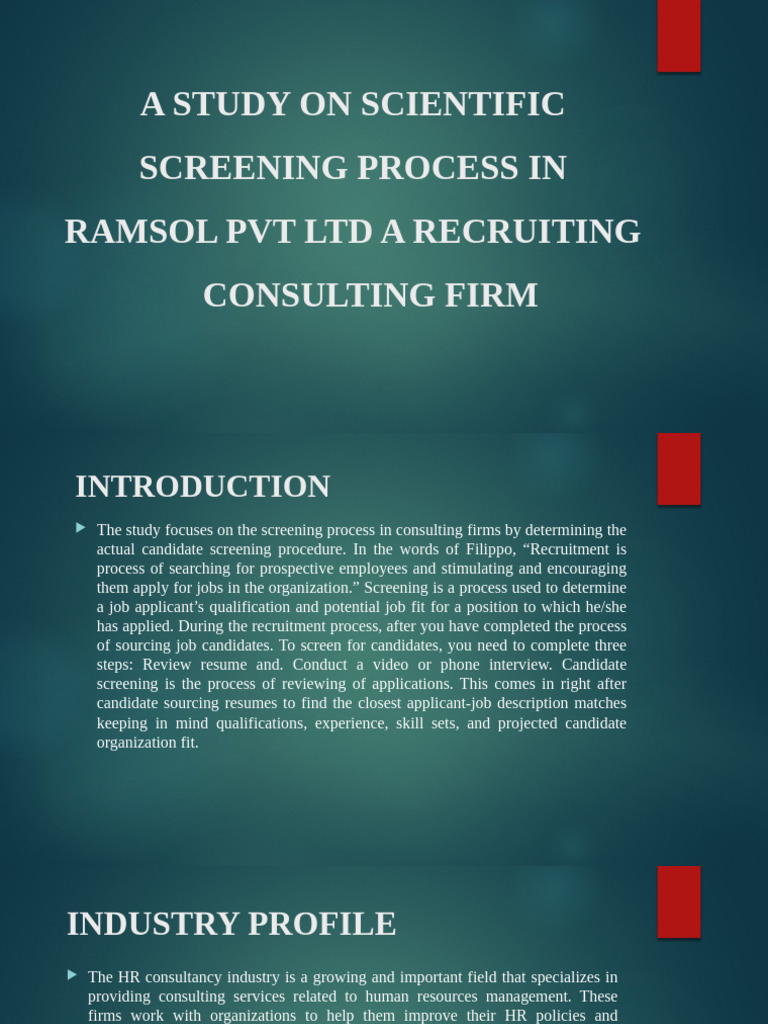 A Study On Scientific Screening Process | PDF | Recruitment | Methodology