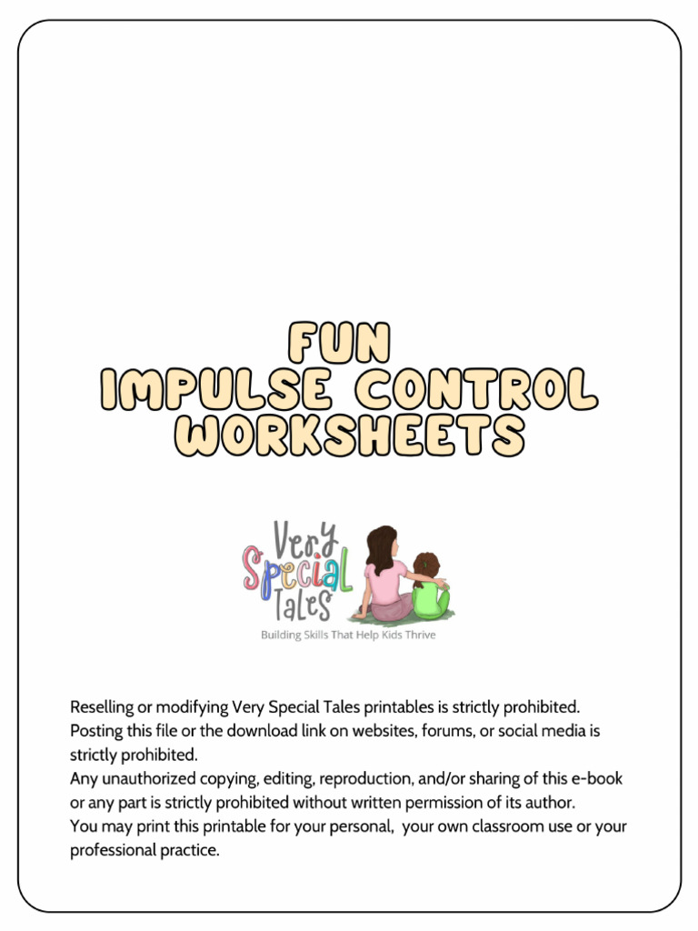 Printable Impulse Control Worksheets | PDF