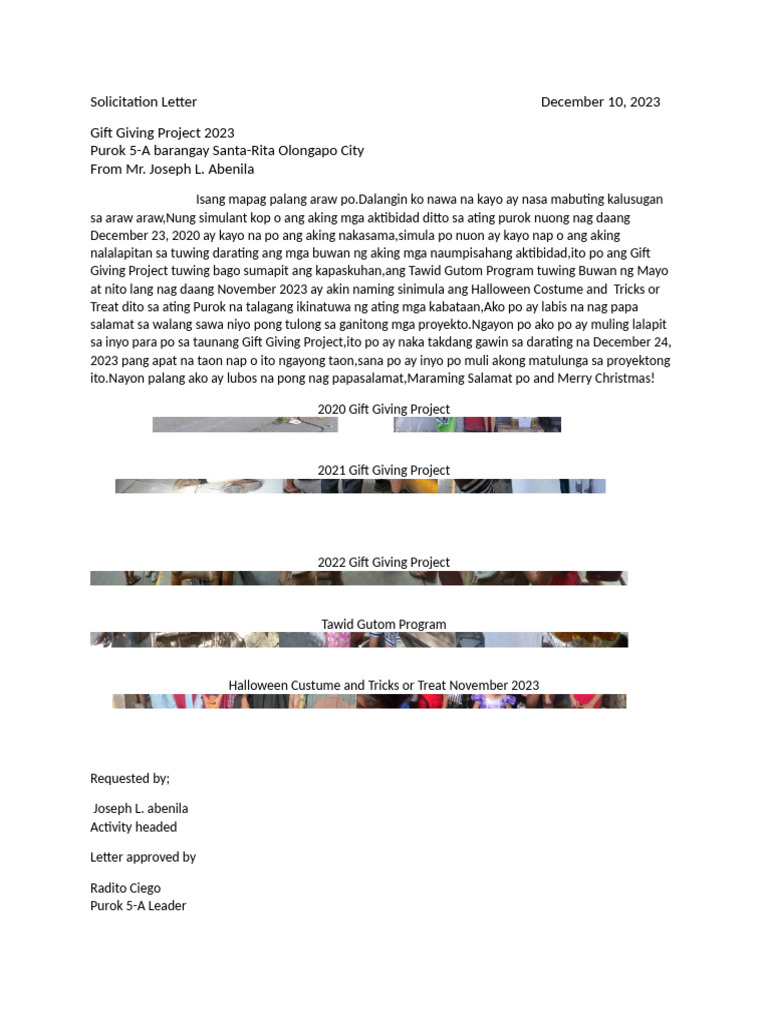New Solicitation-Letter-Gift-Giving-Project-2023 | PDF