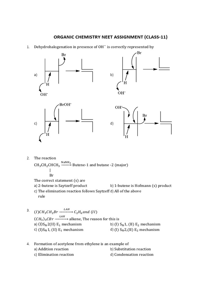 NEET Organic Assignment | PDF | Organic Reactions | Chemistry