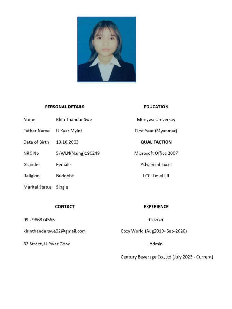 Khin Thandar Swe - 97919fd8 0f10 450e Bbb0 280a75cea8c7 | PDF